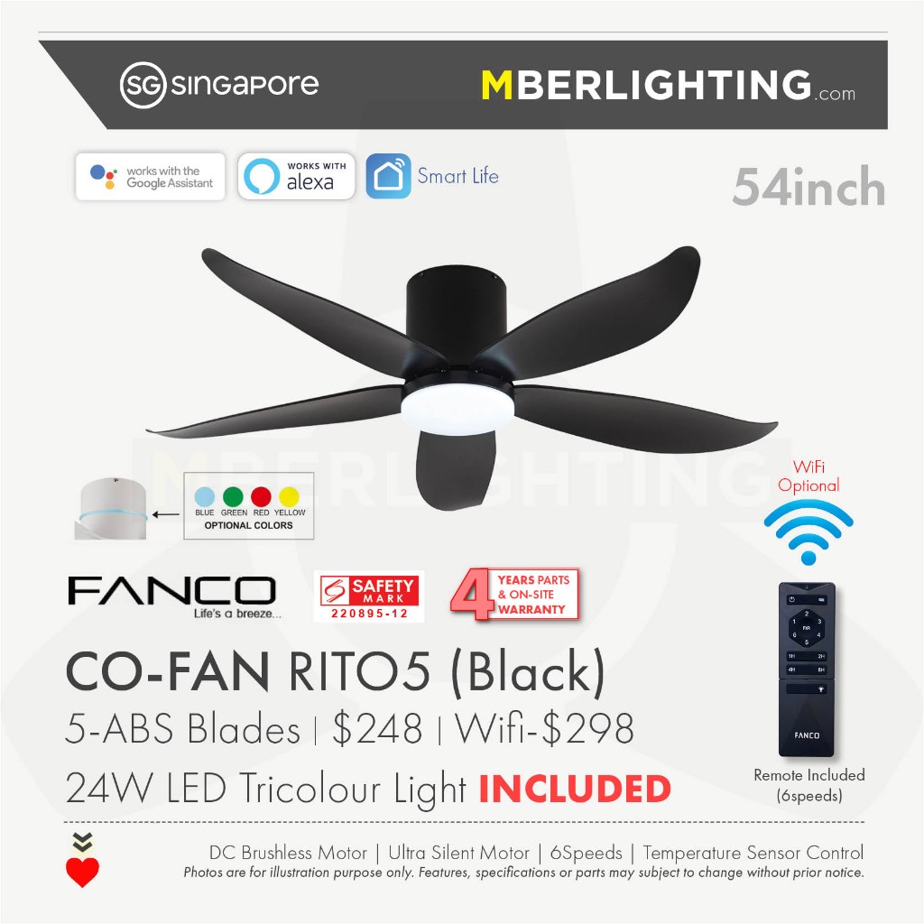 [Must Choose] FANCO Rito-5 48/54''Smart Wi-Fi Ceiling Fan with 3Tone ...
