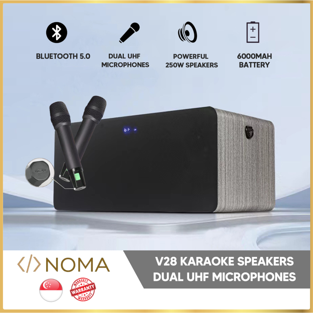 【SG】V28 250W Powerful Karaoke Speakers | Dual Microphones | Long ...