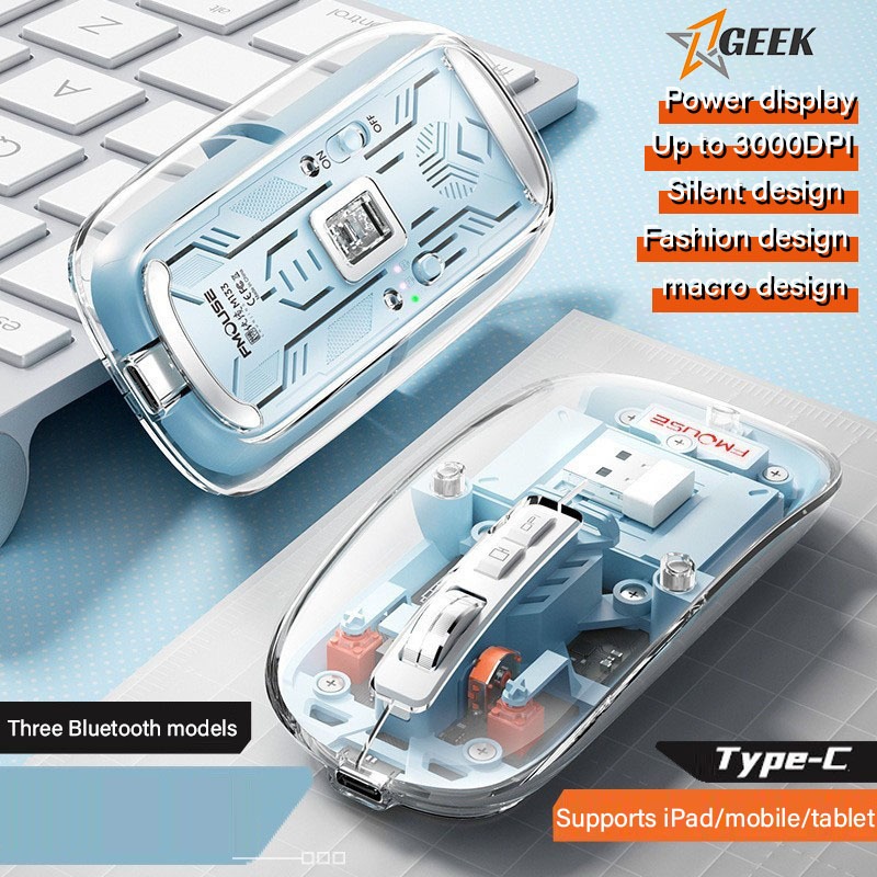 Personalized Bluetooth Mouse Transparent Shell Bluetooth Mouse with 2 ...