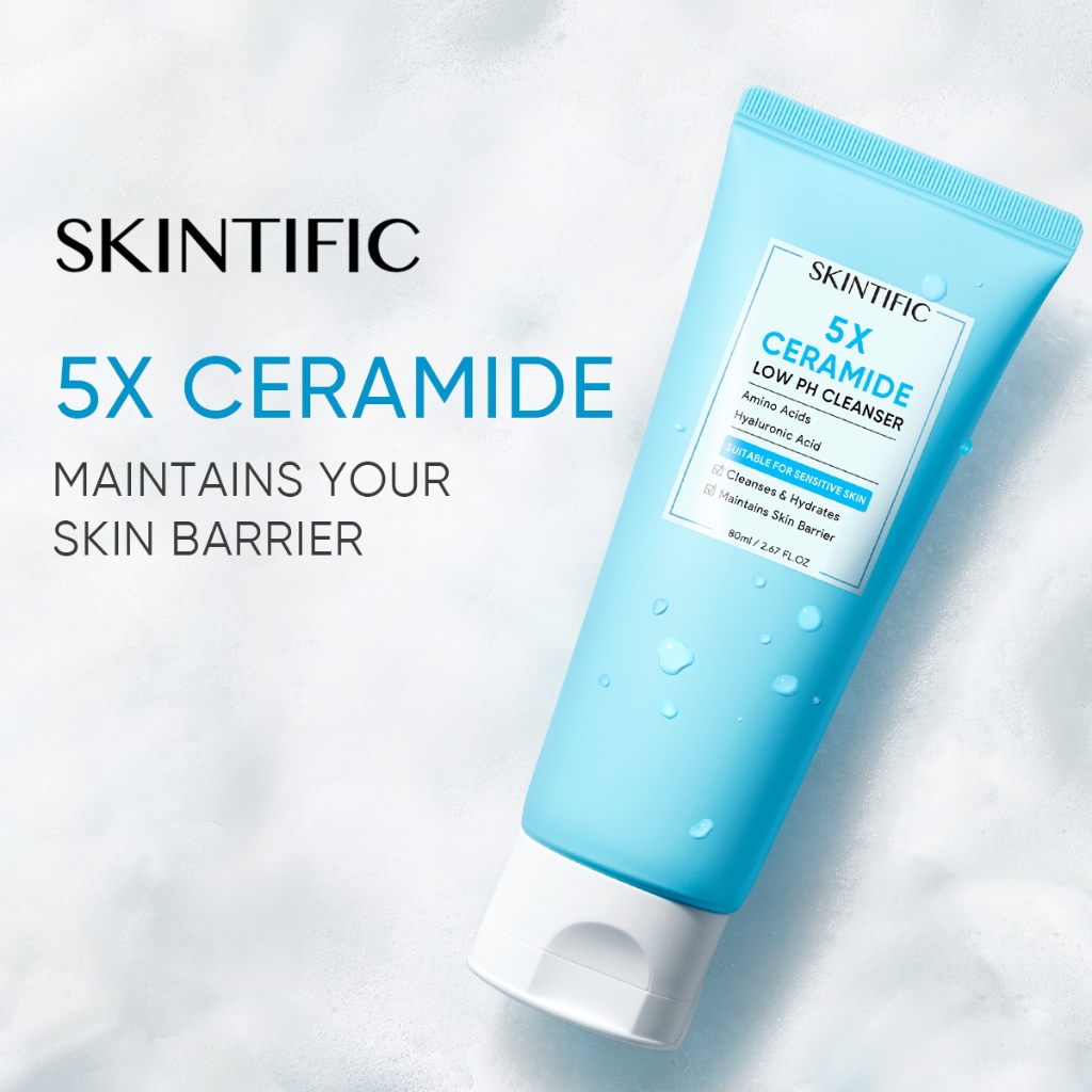 SKINTIFIC 5X Ceramide Low pH Cleanser Facial Wash Gentle Cleanser For ...