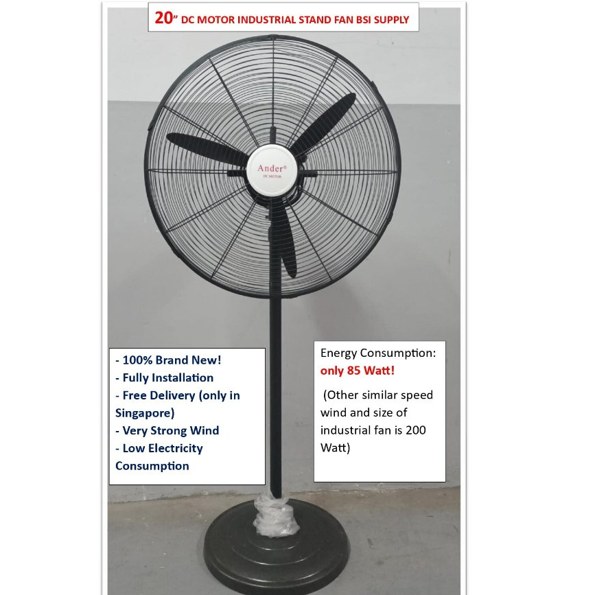 20" DC Strong Wind Industrial Standing Fan BSI Supply - Low Energy ...