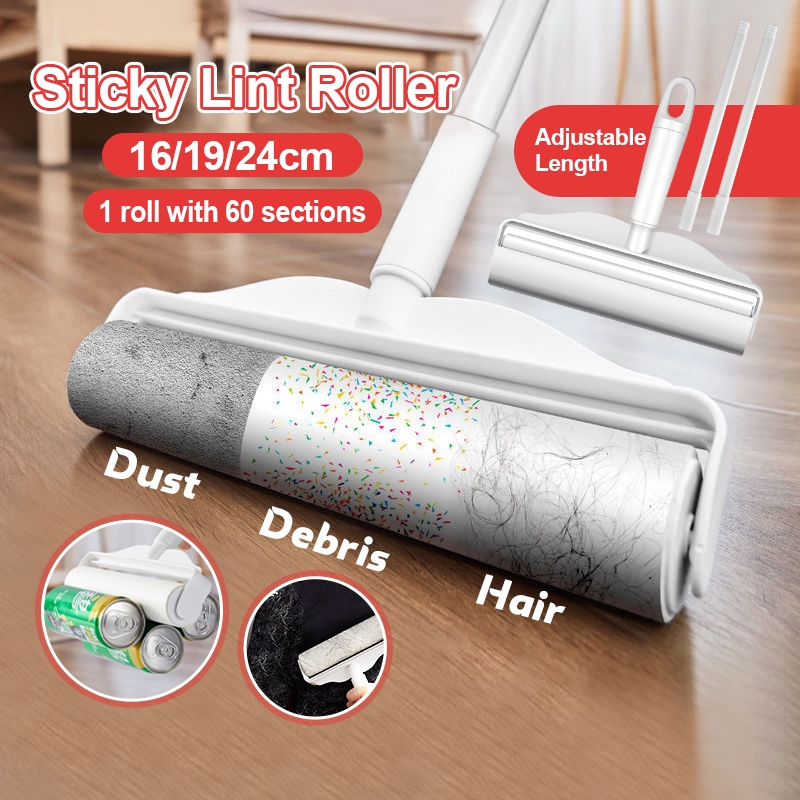 124cm Detachable Sticky Lint Roller Mop For Dust Hair Pet Fur Remover ...