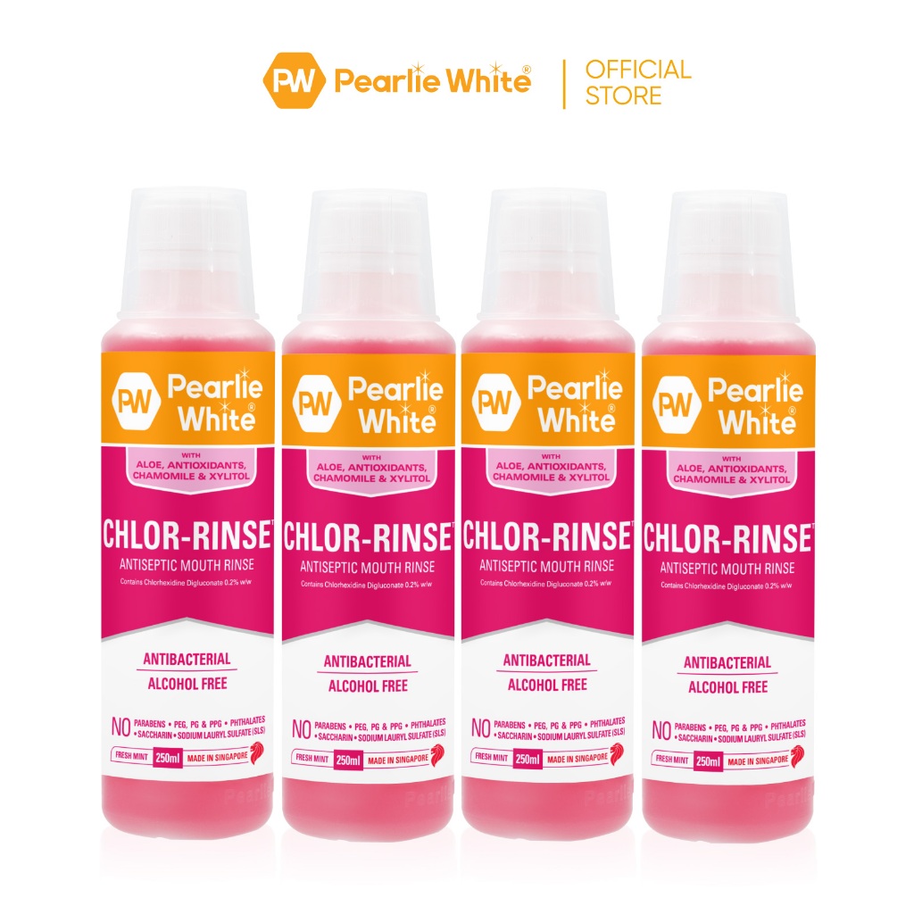 [Bundle of 4] Pearlie White Chlor-Rinse Antiseptic Mouth Rinse / Mouth ...