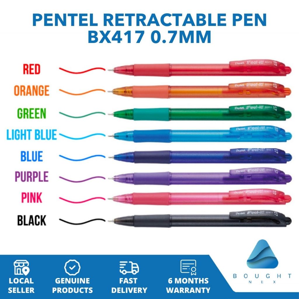 Pentel Retractable Pen - BX417 0.7mm, Smooth Writing, Quick-Dry Ink ...