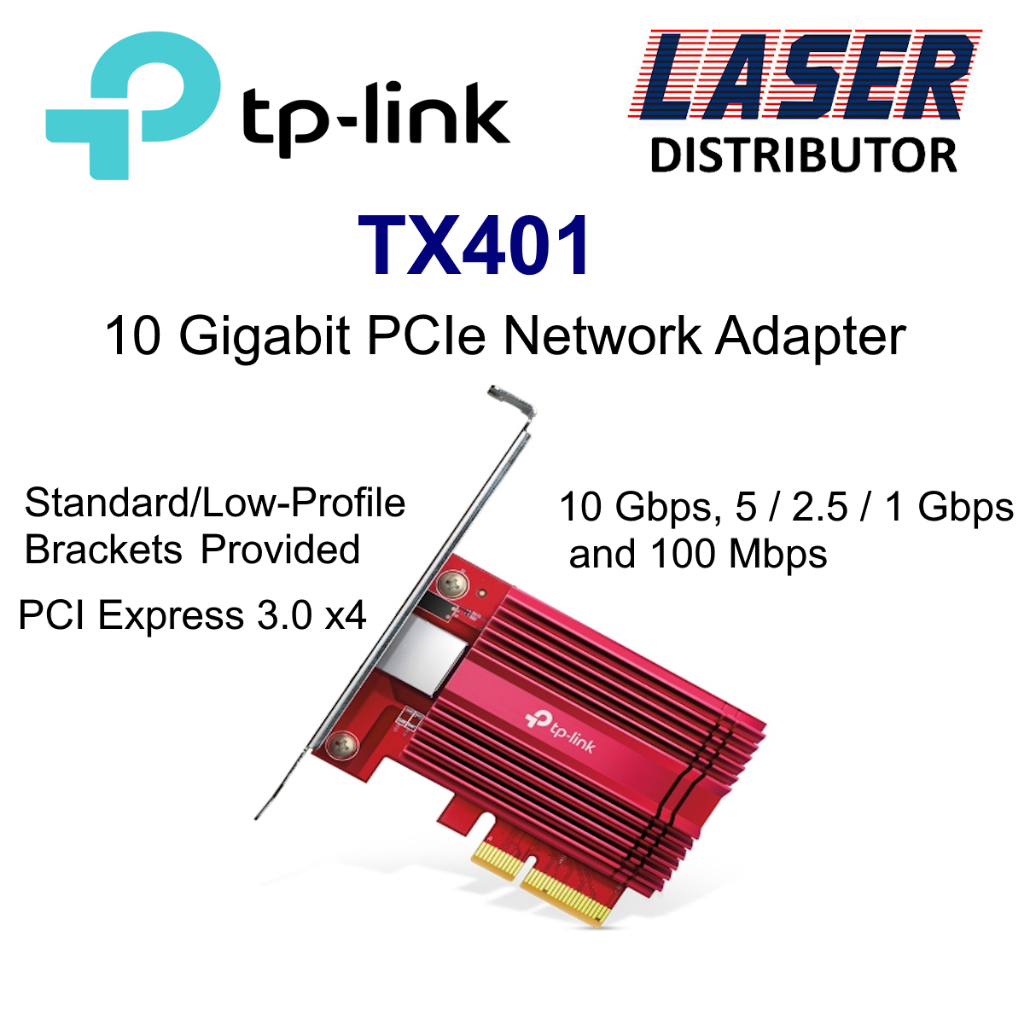 Tp-Link TX401 10Gbps Gigabit PCIe Network Adapter with low profile ...