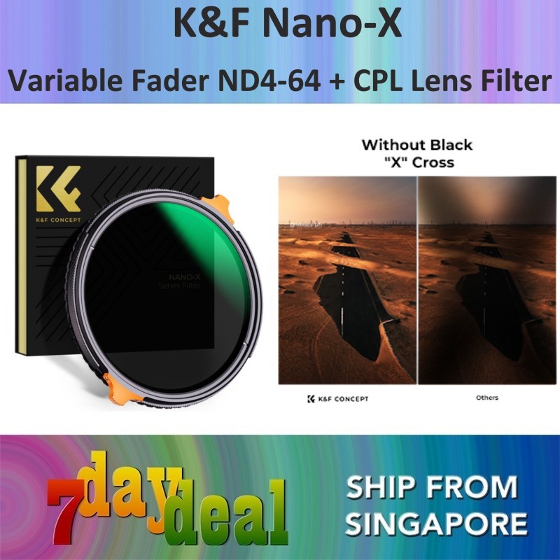 K&F Nano-X Fader ND4-ND64 + CPL Lens Filter (Variable ND + Circular ...