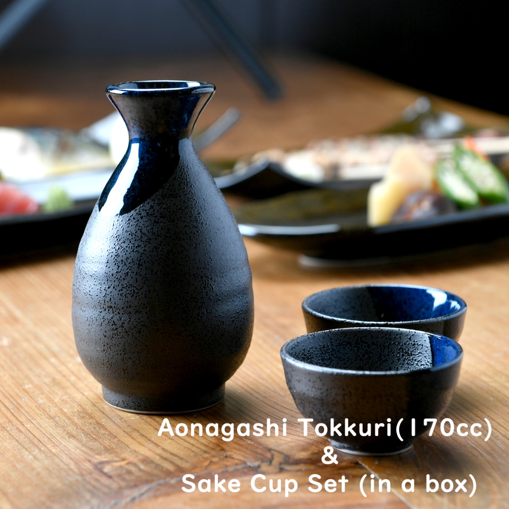 Aonagashi Tokkuri(170cc) & Sake Cup Set (in a box) made in japan ...