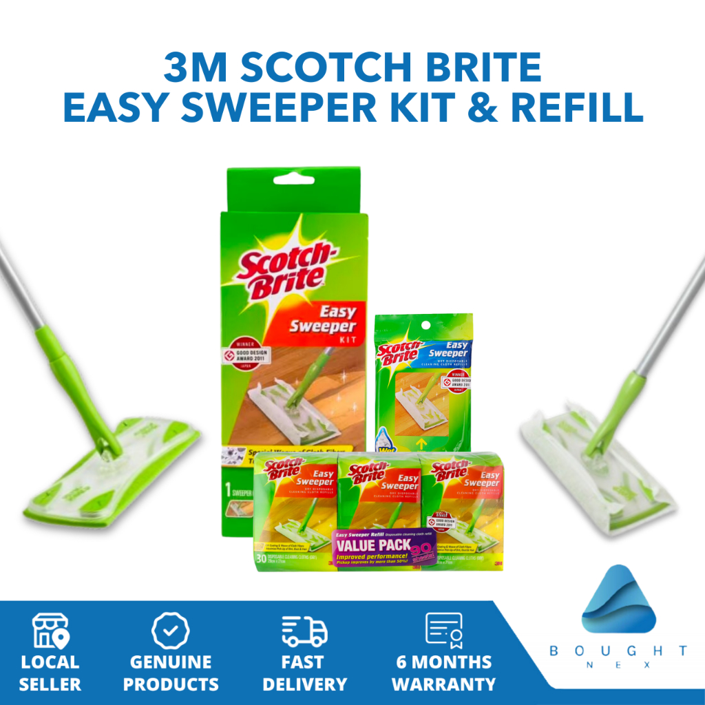 3M Scotch Brite Easy Sweeper Starter Kit - 90 Dry/20 Wet Sheets for ...