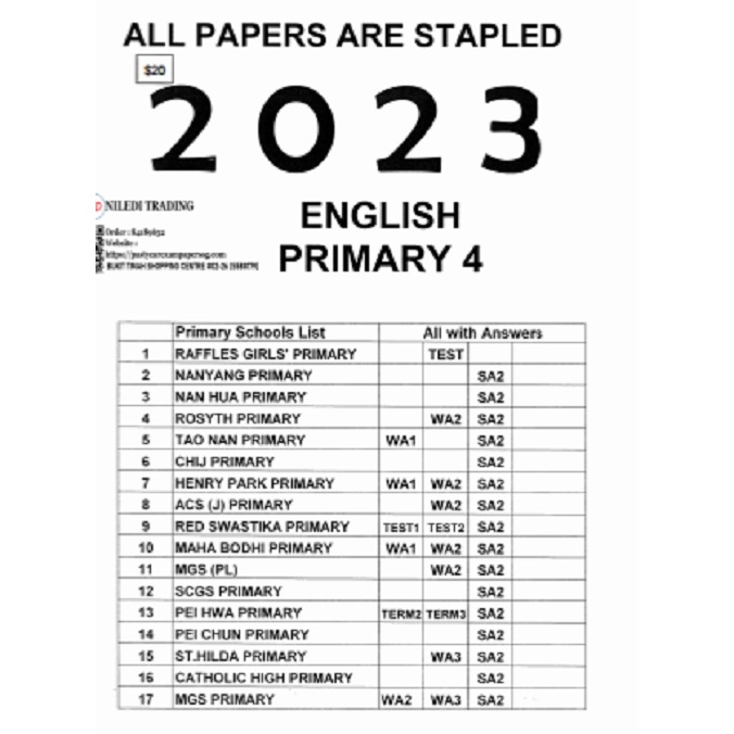 2024-2022 TOP PRIMARY SCHOOL PAST YEAR EXAM PAPERS (PRIMARY 4) | Shopee ...