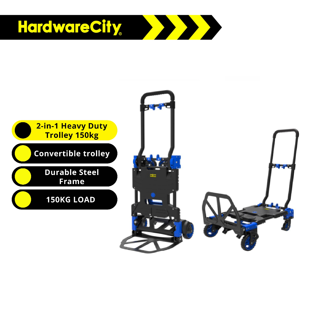 Yellowyellow 2-IN-1 Heavy Duty Trolley Folding Hand Truck 150KG Load ...