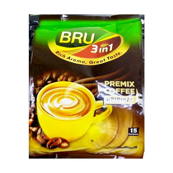 Bru Coffee Original 3 in 1 Premix Coffee (22g x 15 Sachets) 330g ...