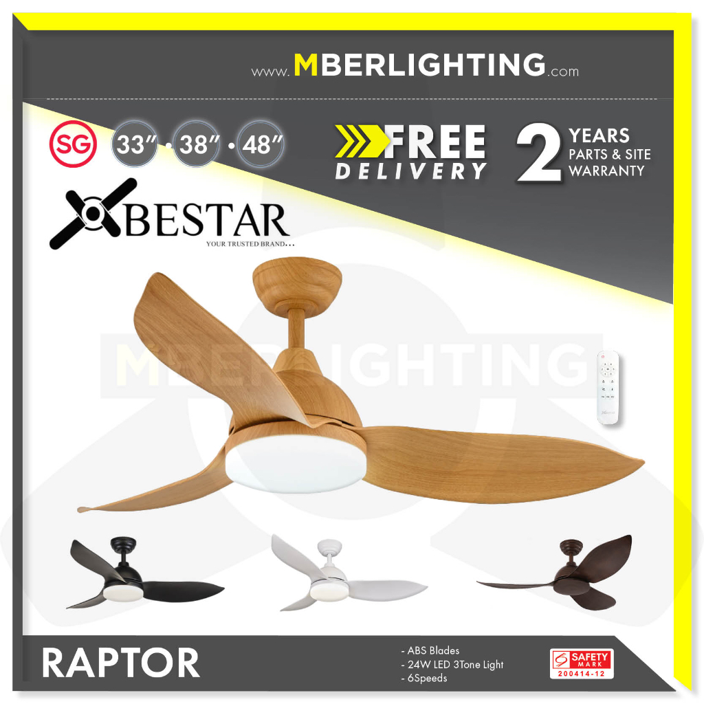 [Real reviews] BESTAR Raptor Ceiling Fan 33/38/48" With LED Light-24W ...