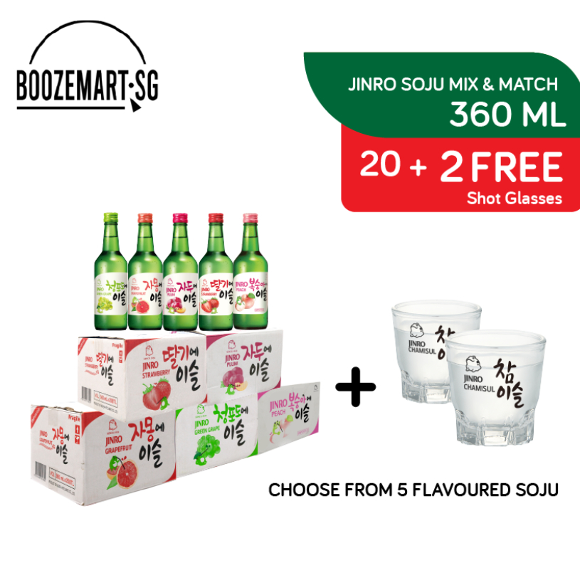JINRO SOJU Mix & Match 360ml x 10s | Free 2pcs Shot Glass (Authentic ...
