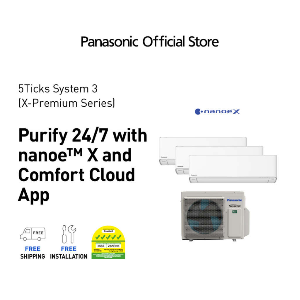 Panasonic X-Premium R32 System 3 Aircon with nanoe™X (5 Ticks) | Shopee ...