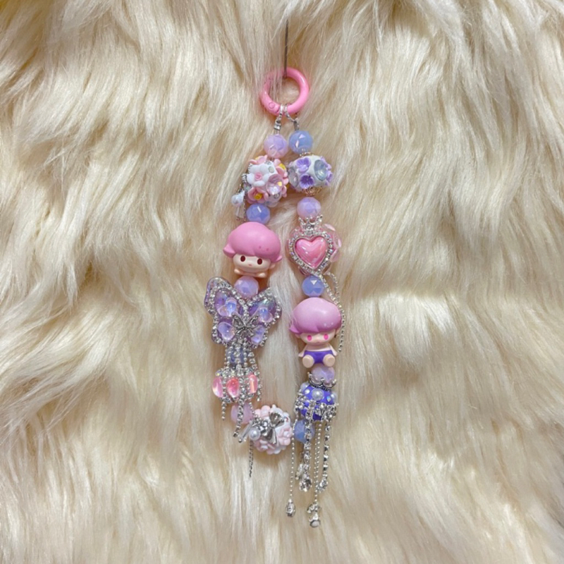 POP MART Double Dimoo Single Strap Phone Bag Strap Bling Bling Pink ...