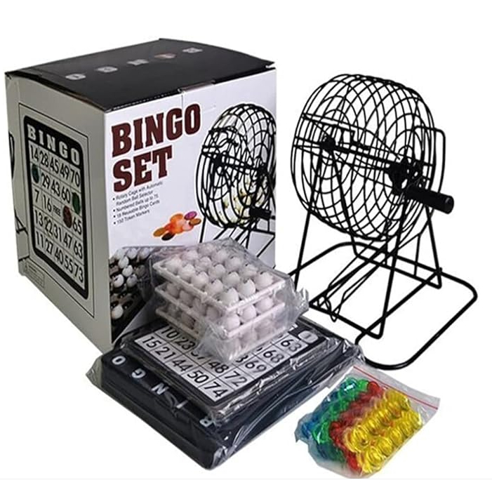 Bingo Set Traditional Lottery Family & Party Games / Cage Balls Cards ...