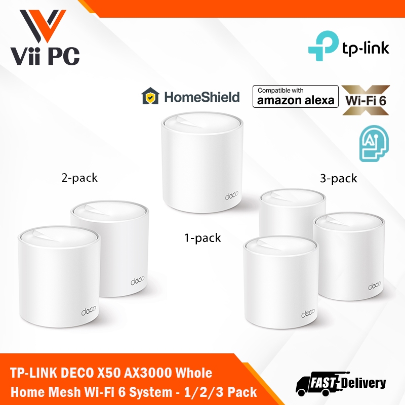 TP-LINK DECO X50 AX3000 Whole Home Mesh WiFi 6 System - 1/2/3pack ...