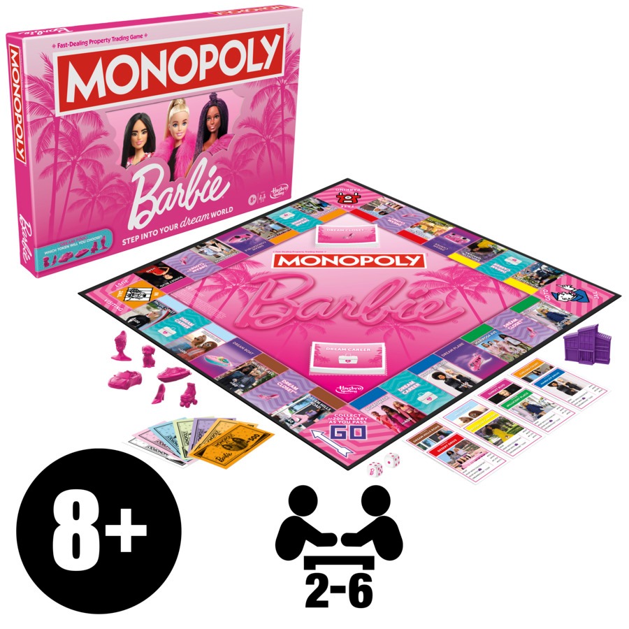 Monopoly: Barbie Edition Board Game | Ages 8+ | 2 - 6 Players | Fun ...
