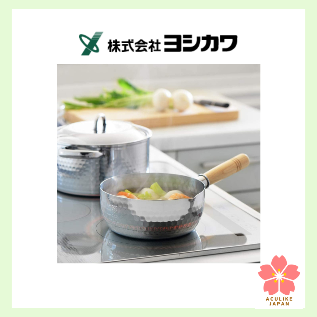 Yoshikawa Yukihira pan, gas flame and IH compatible, stainless steel, made in Japan, one-handed ...