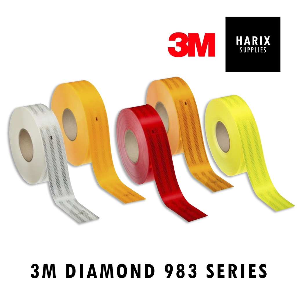 3M 983 Series Solid Diamond Grade Reflective Red White Adhesive ...