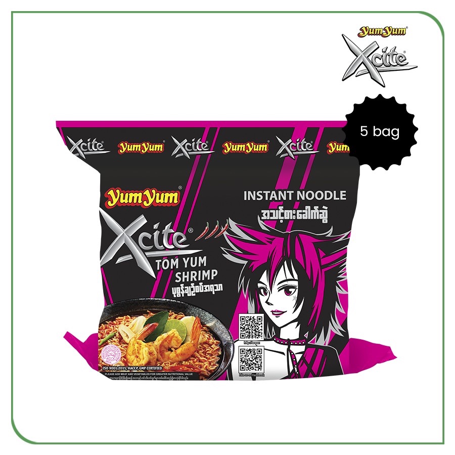 Yum Yum Xcite Instant Noodle Tom Yum Shrimp 350g (70g x 5packs) | Shopee Singapore