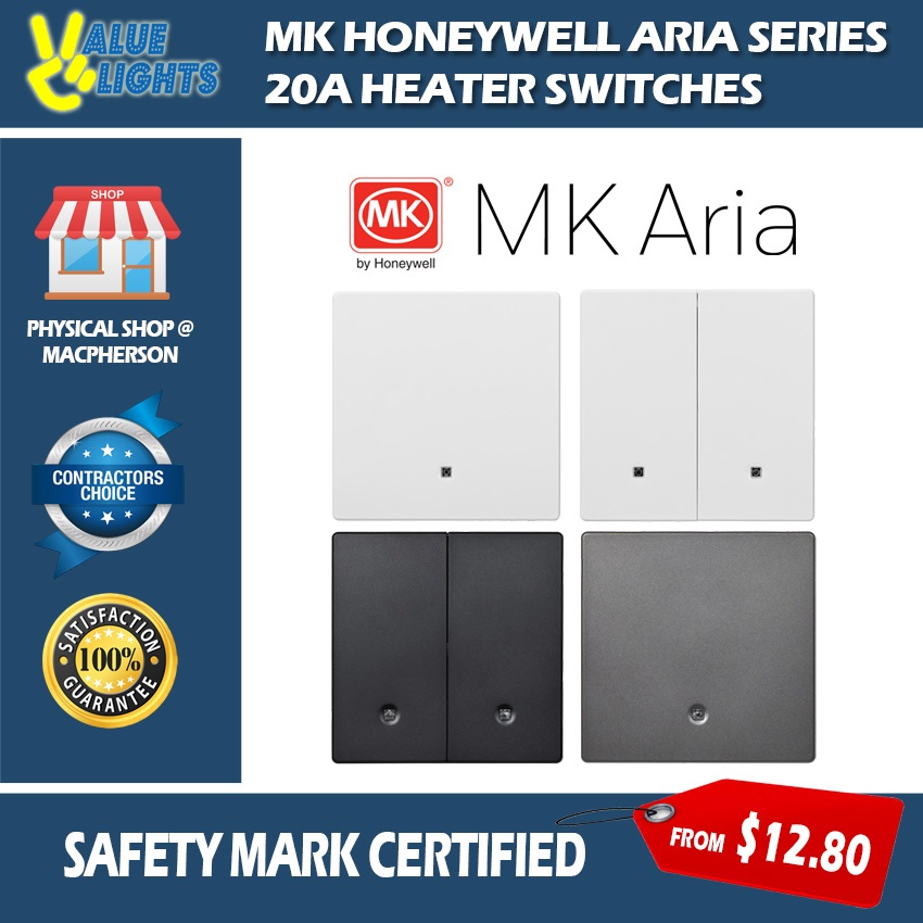 MK Honeywell Aria 4 Gang 2 Way / 20A Heater Switch 1 Way 2 Way ...