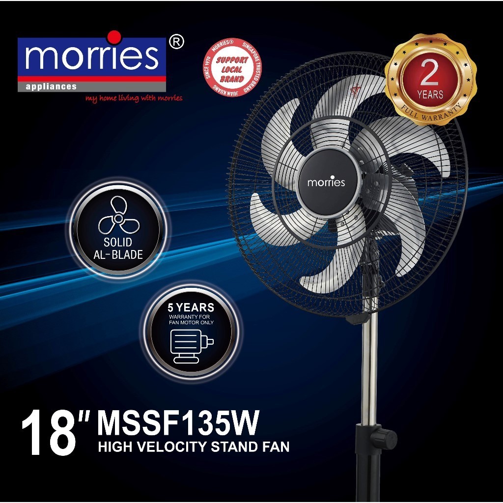 MORRIES MS-SF135W 18 INCH HIGH VELOCITY STAND FAN | Shopee Singapore