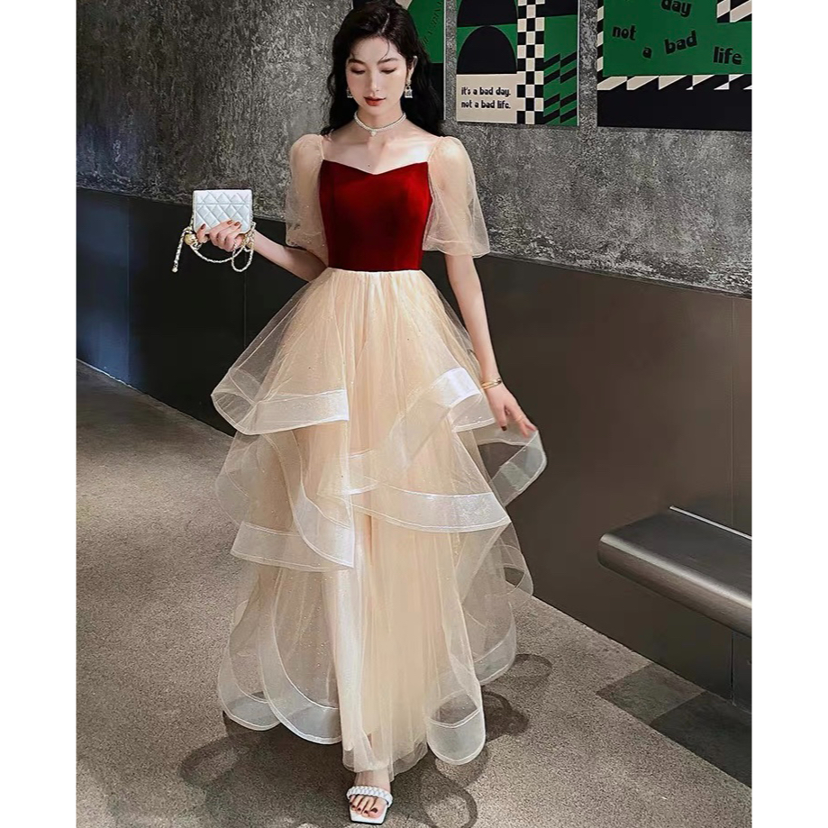 Female Banquet Evening Dress Graduation Prom Dress Slim Long Wedding ...