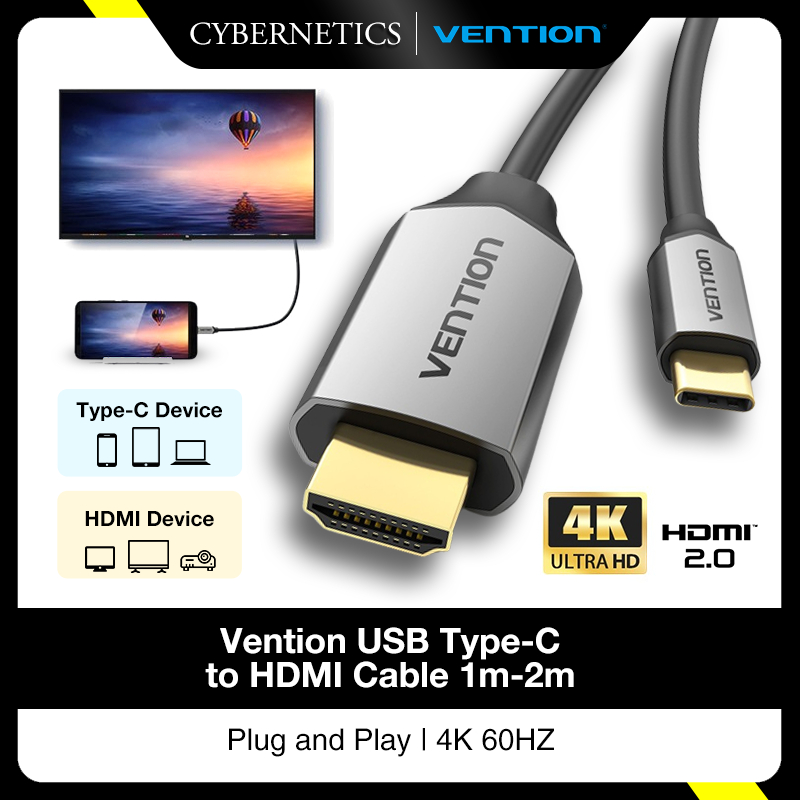 Vention Type C To HDMI Cable 4K 60HZ HDMI Converter USB C HDMI Cable | Shopee Singapore