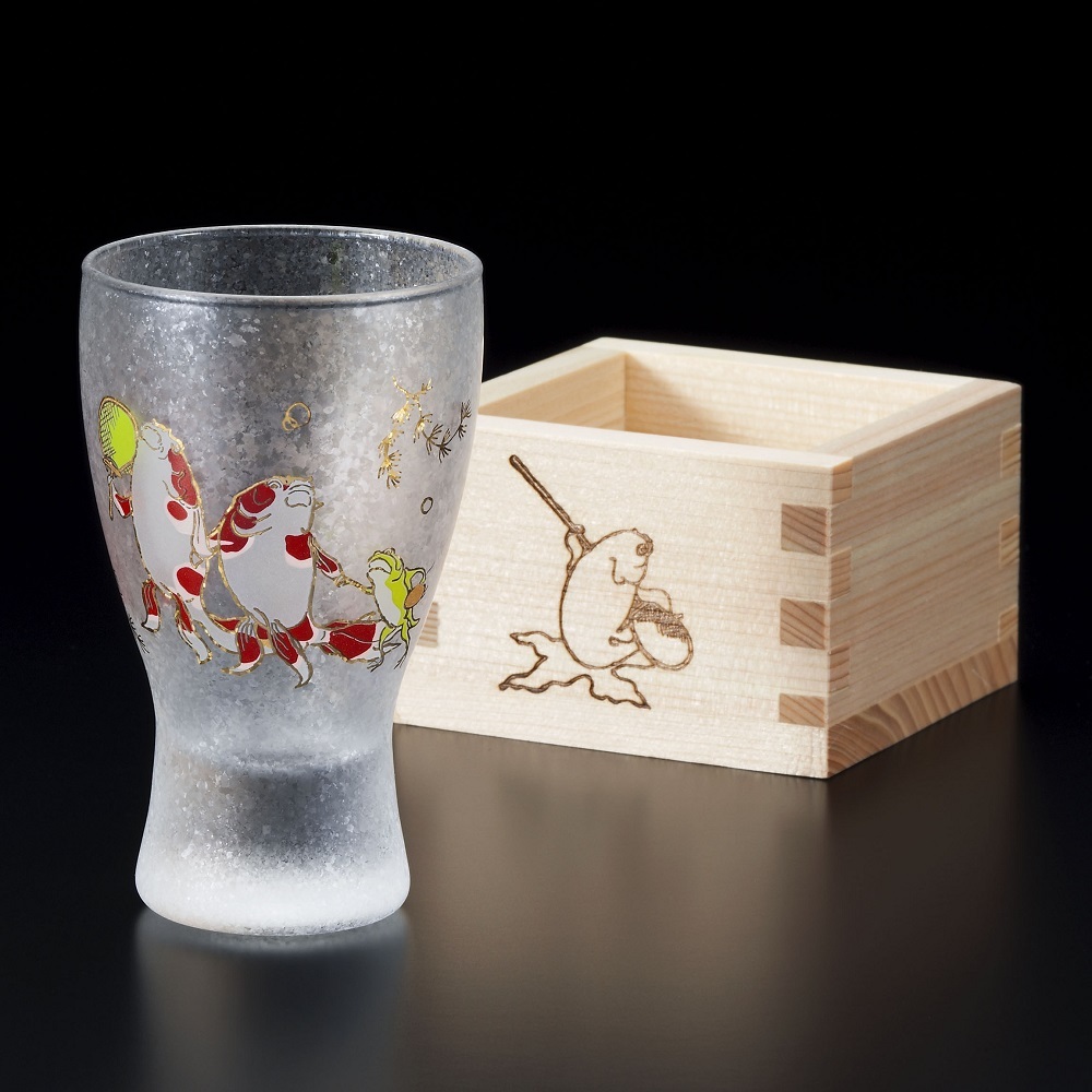 ADERIA 6783 Sake Glass with Masu 100ml Goldfish LUCKY ANIMALS Made in ...