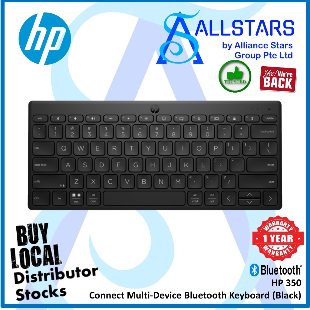 HP 350 Compact Multi-Device Bluetooth Keyboard (Black) (692A8AA#UUF) (Warranty 1year) | Shopee ...