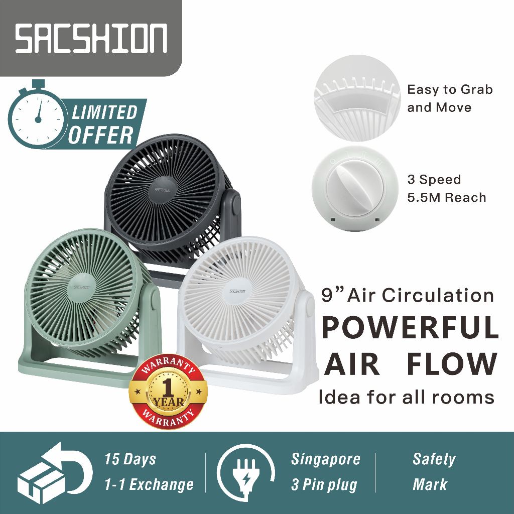 Sacshion 9" Air Circulator Fan high velocity Fan SAC009PD | Shopee ...