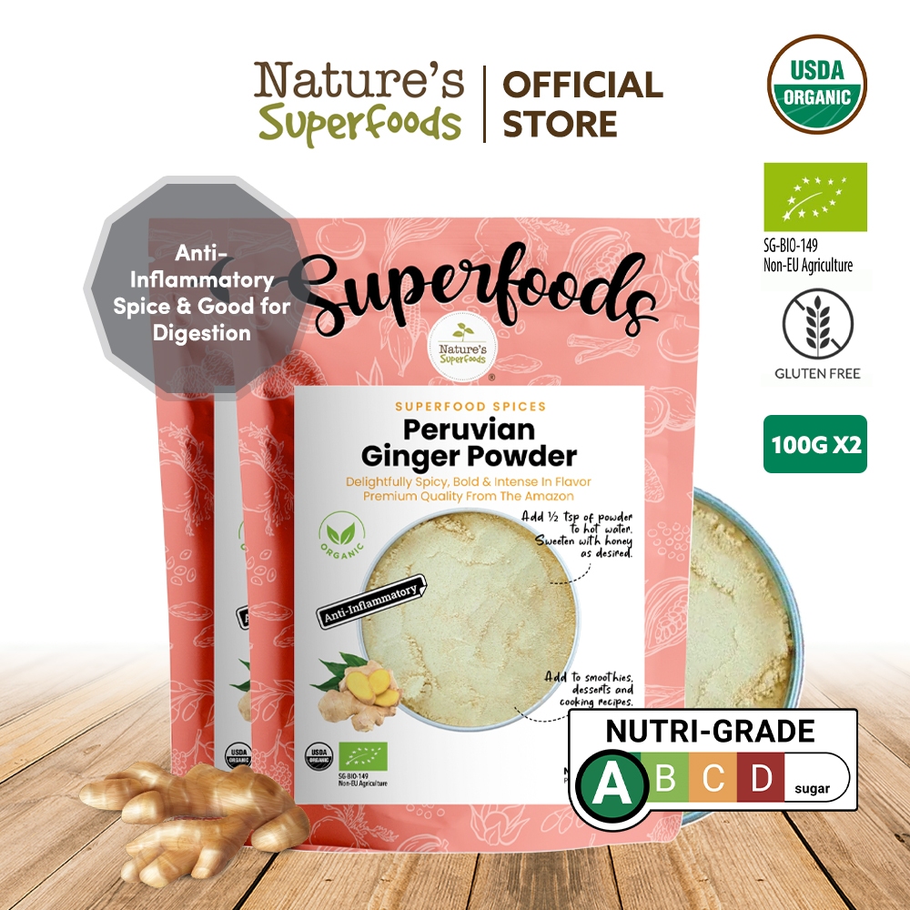 Bundle Deal: Nature's Superfoods Organic Raw Peruvian Ginger Powder ...
