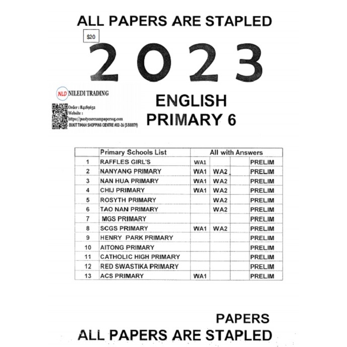 2023 - 2022 Primary 6 School Exam Paper (Hard Copy) | Shopee Singapore