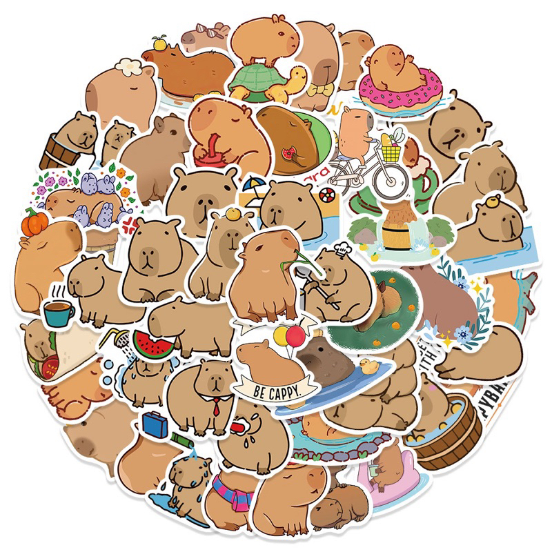 SG(50pcs/Set) Capybara meme Stickers Cute Animal Emoji Sticker Decals ...