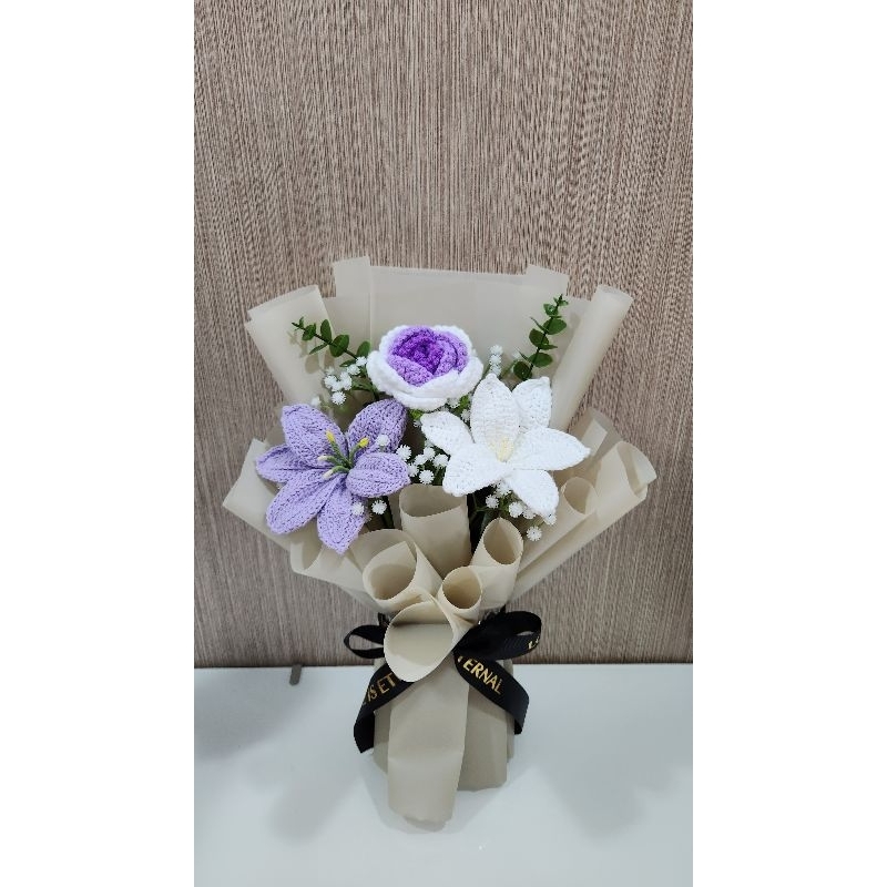 Crochet Lily Rose Flower Bouquet Anniversary/Birthday/Graduate/NS POP ...