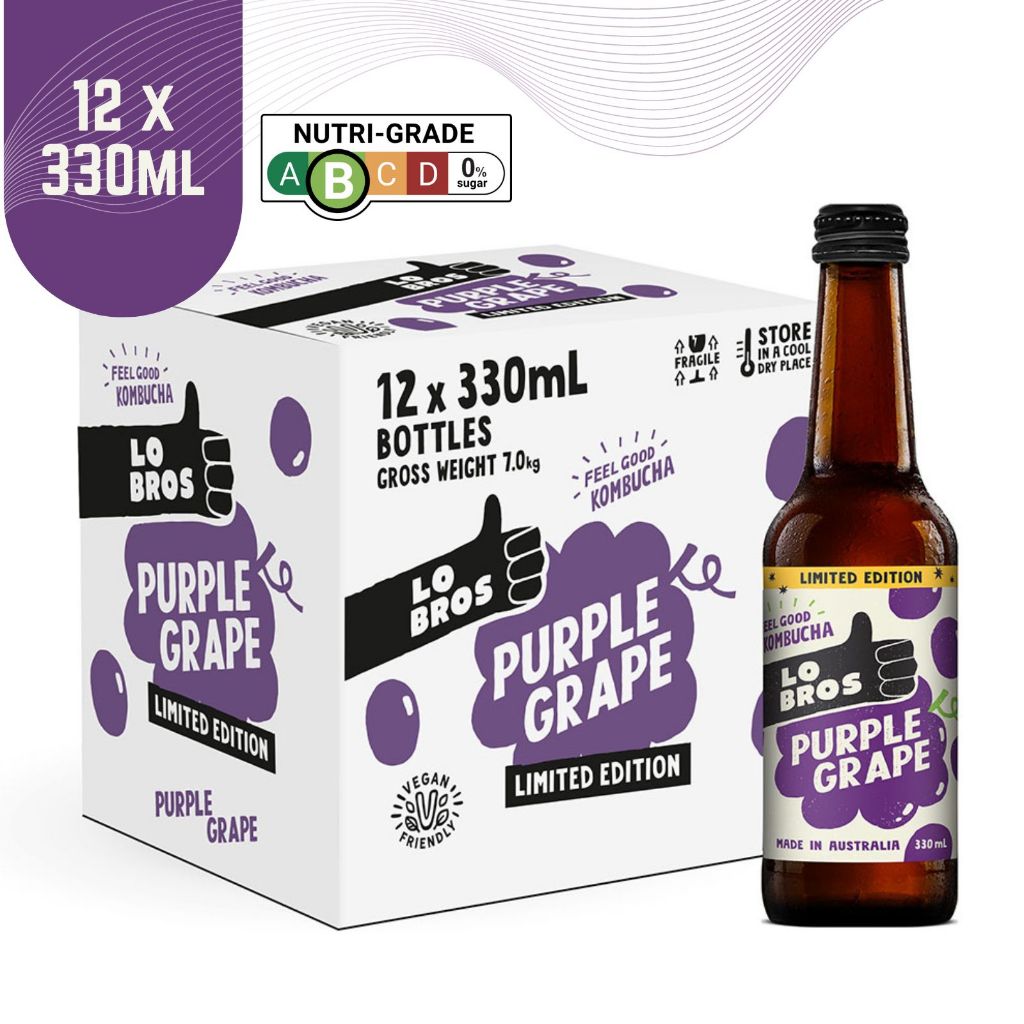 Lo Bros Organic Kombucha Purple Grape - 12 x 330ml | Shopee Singapore