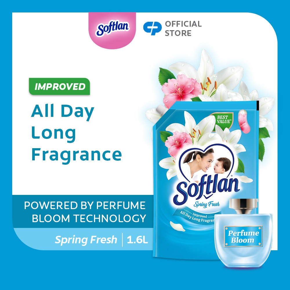 Softlan Anti Wrinkles Spring Fresh (Blue) Fabric Softener 1.6L Refill ...