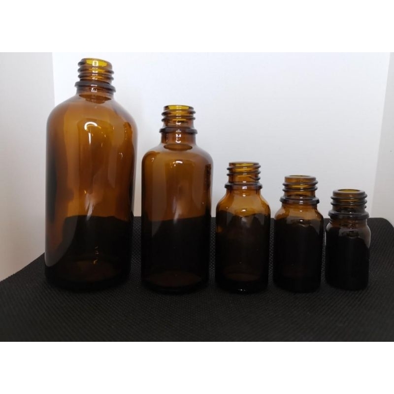 Mini Glass Bottles / Small Amber Colour Glass Bottles with Black caps ...