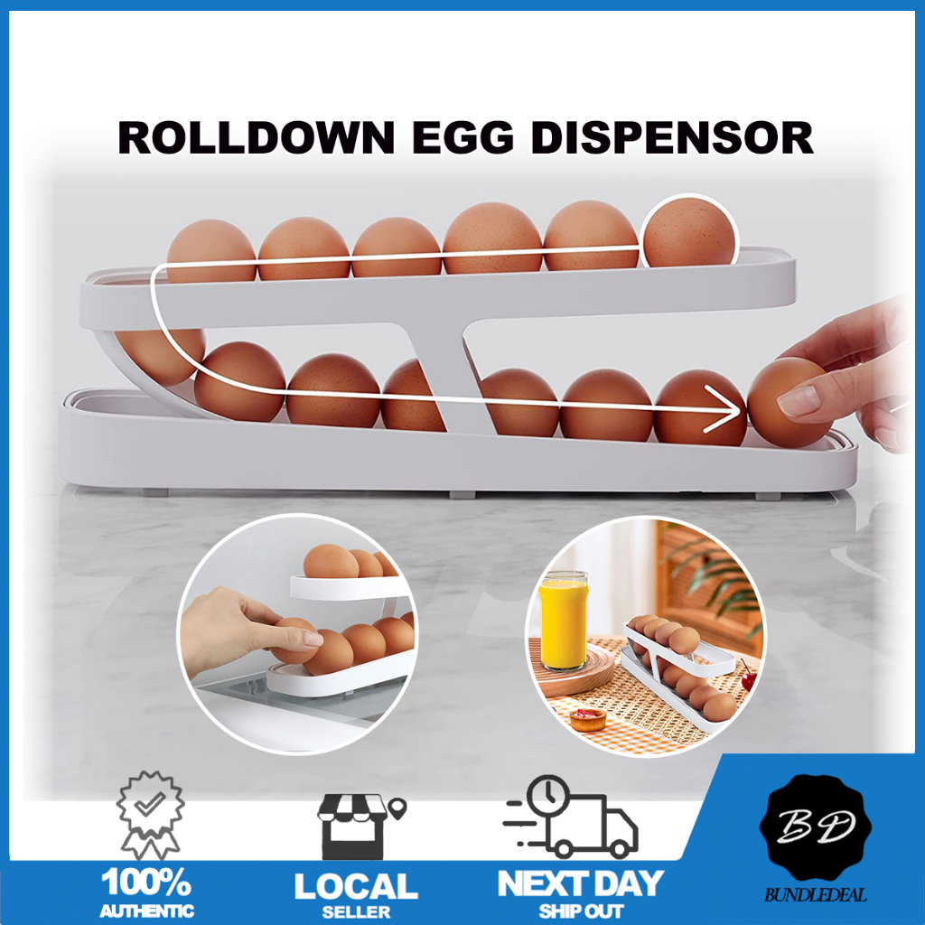 🚀[SG] Auto-Rolling Egg Rack Holder/ 2 Layers Egg Storage Box Container ...