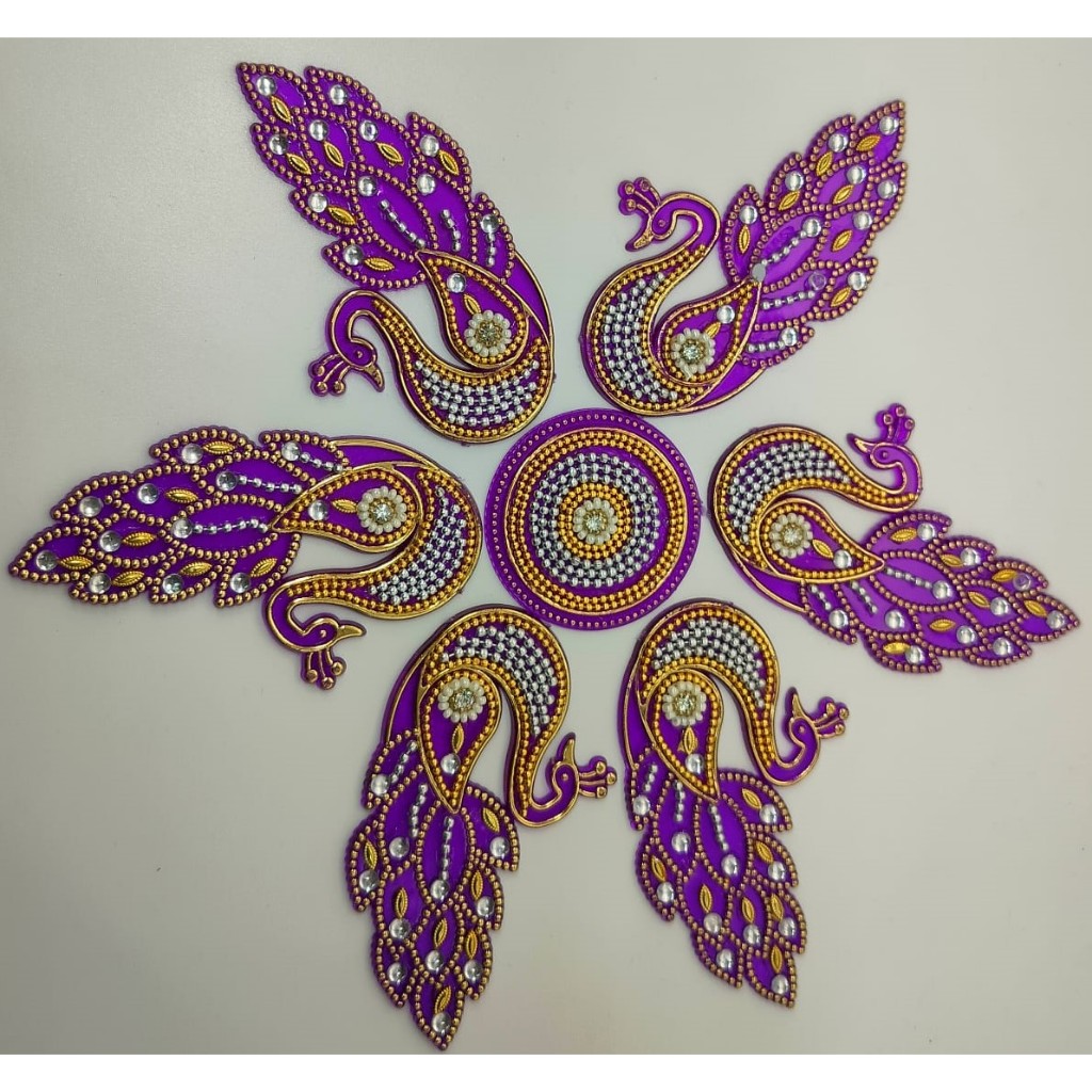 Acrylic Handcrafted Decorative Rangoli Set Peacock Rangoli for for ...