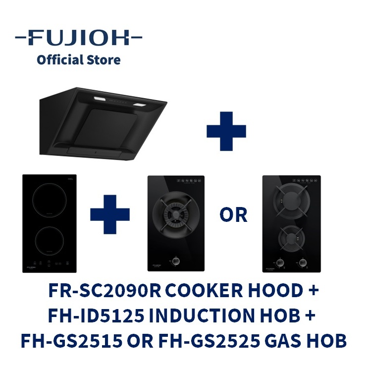 FUJIOH FR-SC2090R Inclined Cooker Hood + FH-ID5125 Domino Induction Hob ...