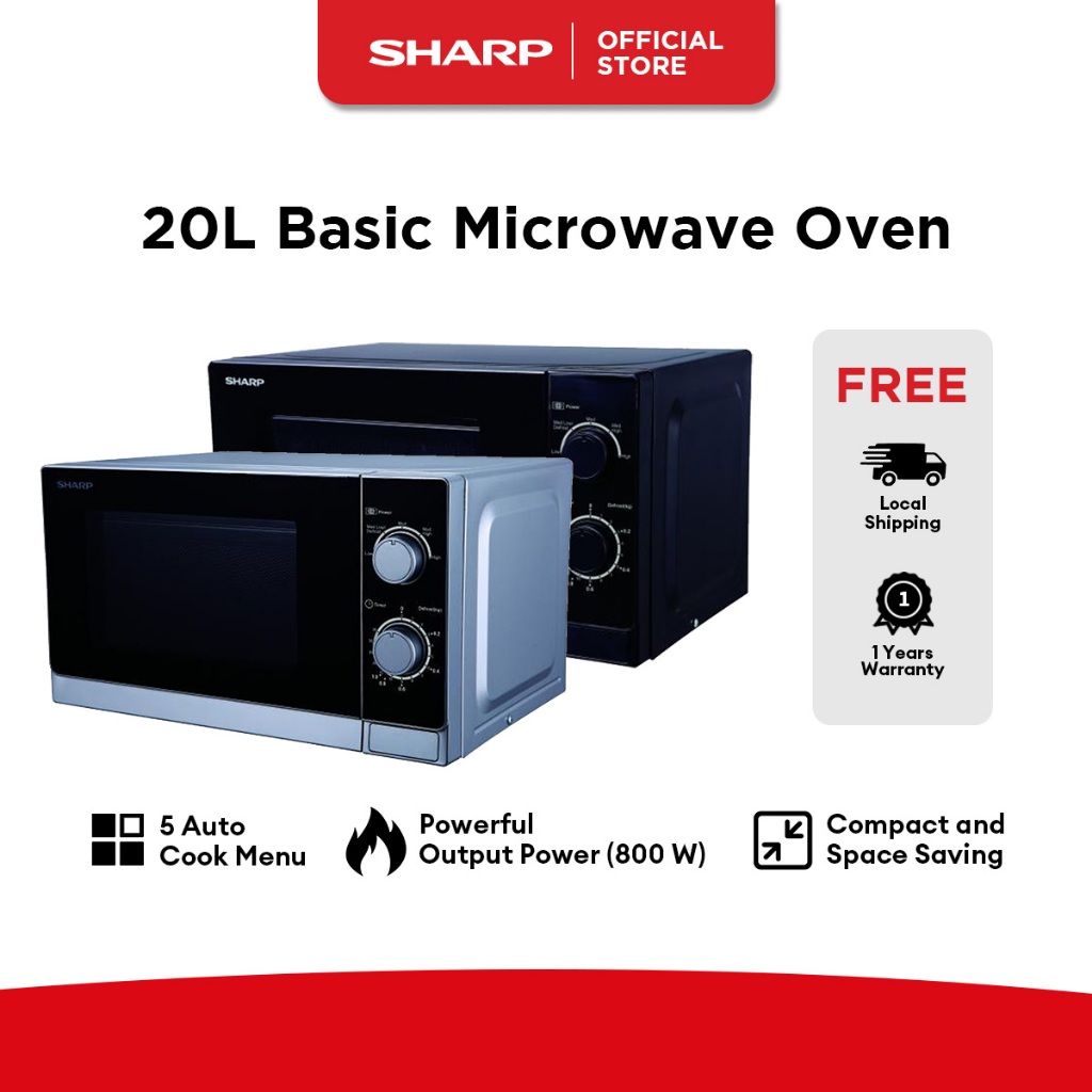 SHARP 20L Solo Microwave Oven R-20A0 800W l 5 Auto Cook l 1 Year ...