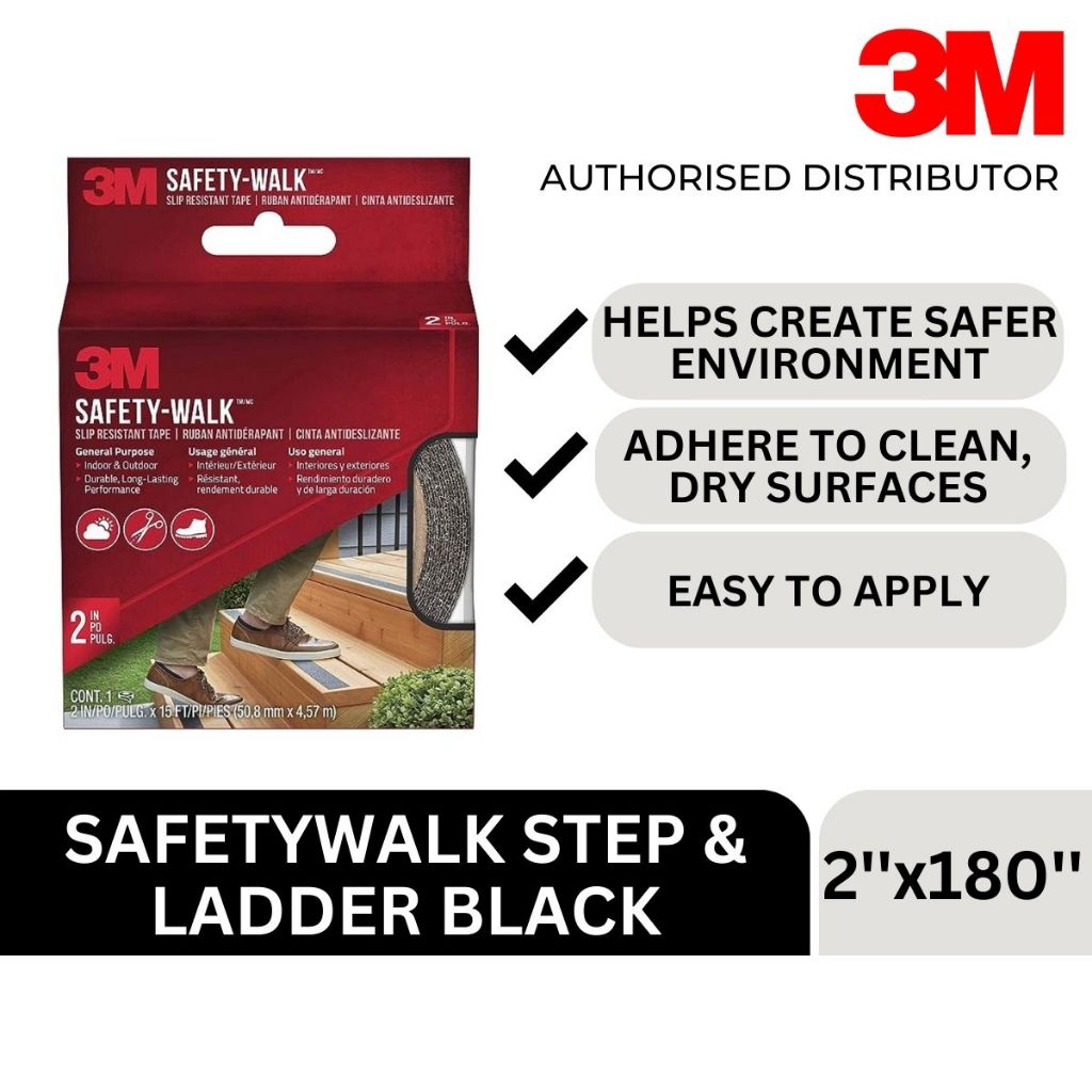 3M Safety-Walk™ Step and Ladder Tread, 2 in x 180 in, Black | Shopee ...