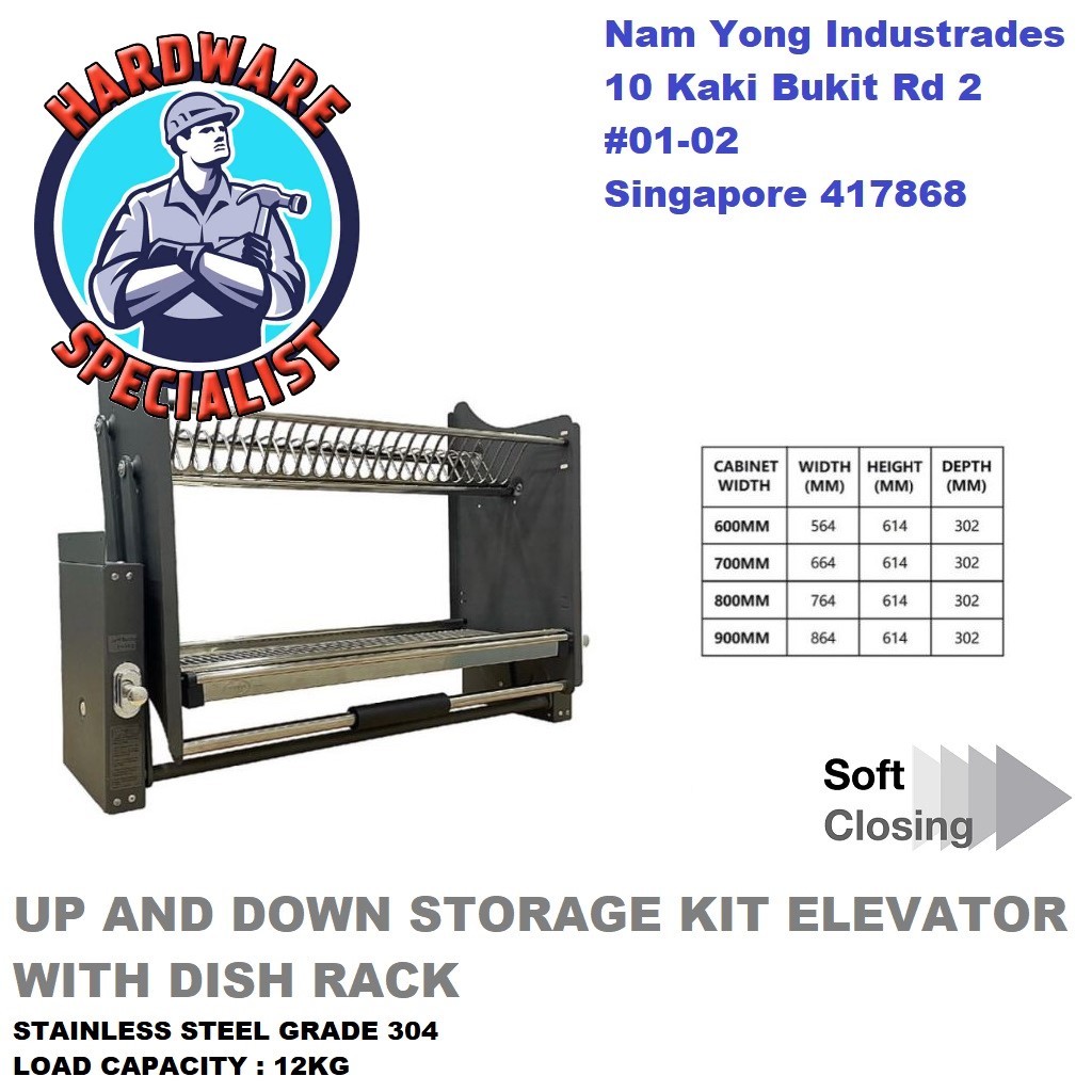 Stainless Steel 304 Up and Down Storage Kit Elevator With Dish Rack ...