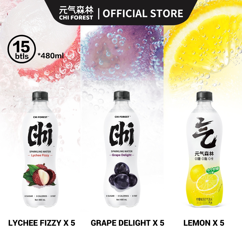 Chi Forest 元气森林 Zero Sugar Free Soda Sparkling Water Drinks 480ml×15 ...