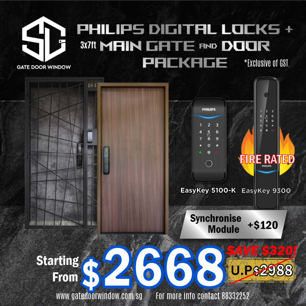 Philips Digital Lock Bundle Package with 3x7ft Solid Laminated Main ...