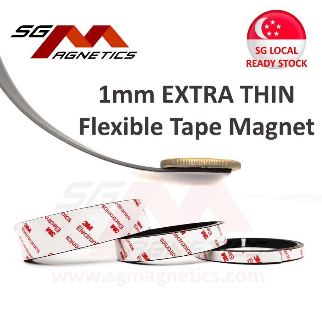 1mm Flexible Magnet Tape - 0.1cm Thin WEAK Magnetic Tape with 3M ...
