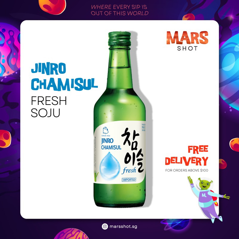 JINRO Chamisul Fresh Soju 360ml | Korean Soju | HITEJINRO | Single ...