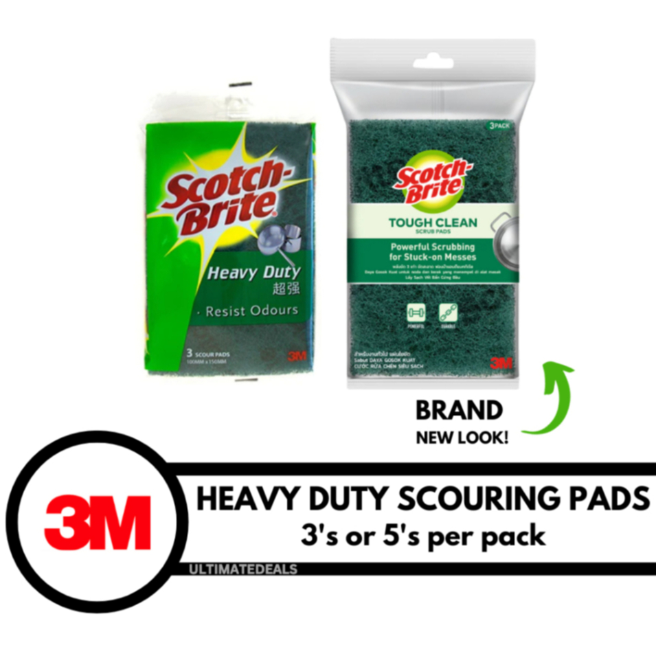3M Scotch-Brite™ 643 / 645 Heavy Duty Tough Clean Scouring Scrub Pads 3 ...